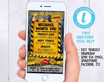 Caution Birthday Invitation - Etsy