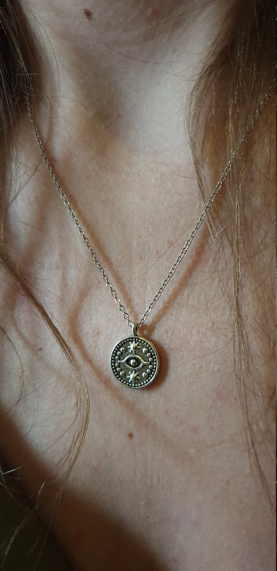 Silver eye necklace | Etsy