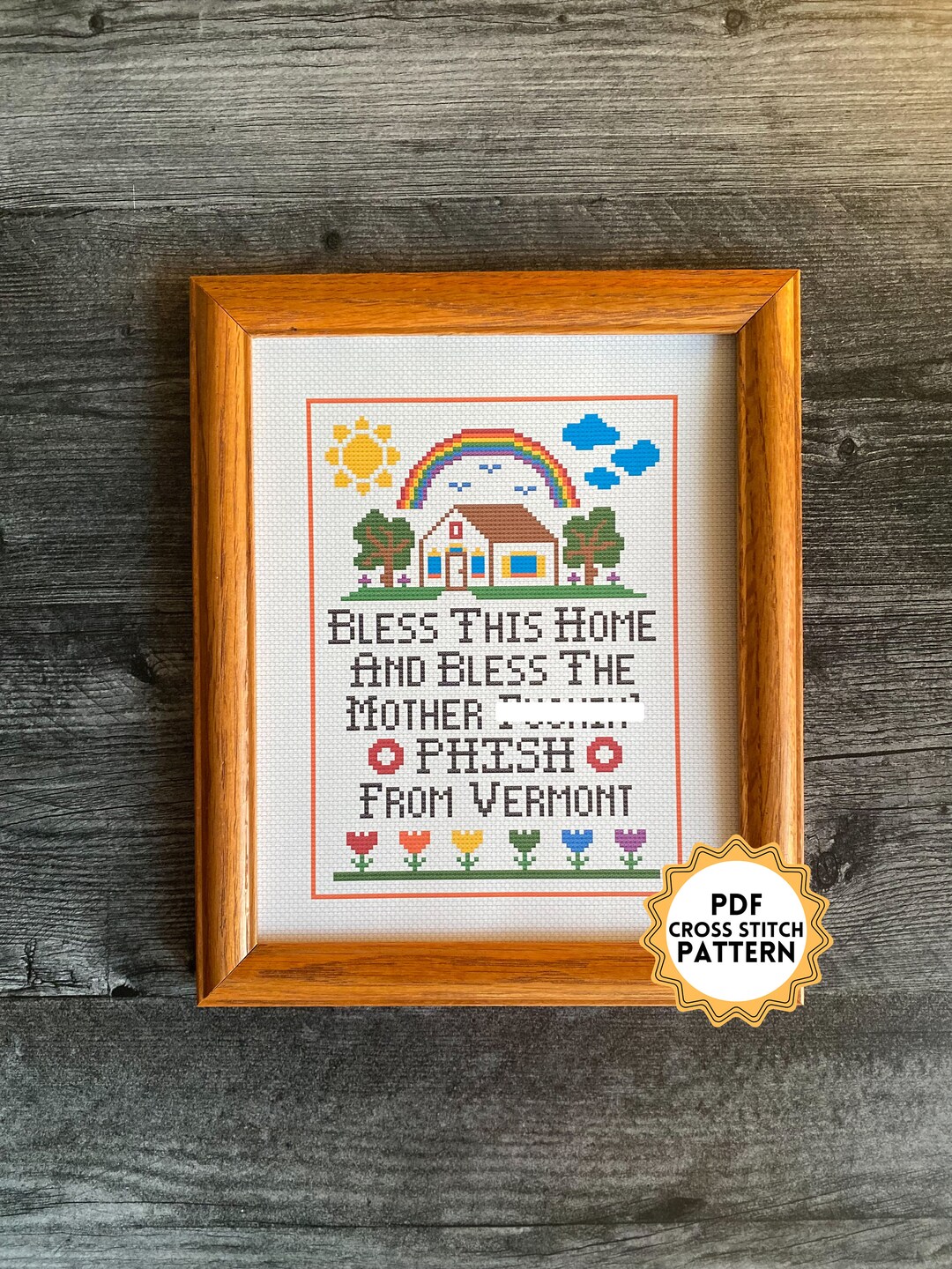 Bless the Phish From Vermont Cross Stitch Pattern PDF Pattern - Etsy