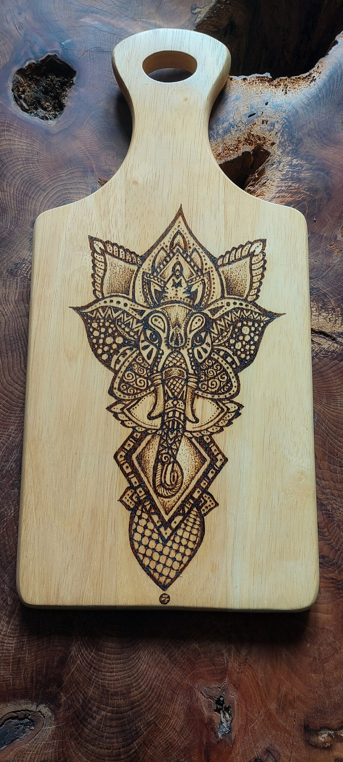 WOODEN PYROGRAPHY BOARD Elephant Mandala Design Wooden Board Pyrography ...