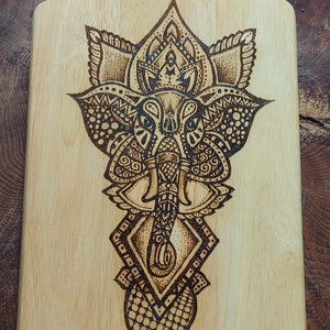 WOODEN PYROGRAPHY BOARD Elephant Mandala Design Wooden Board Pyrography ...
