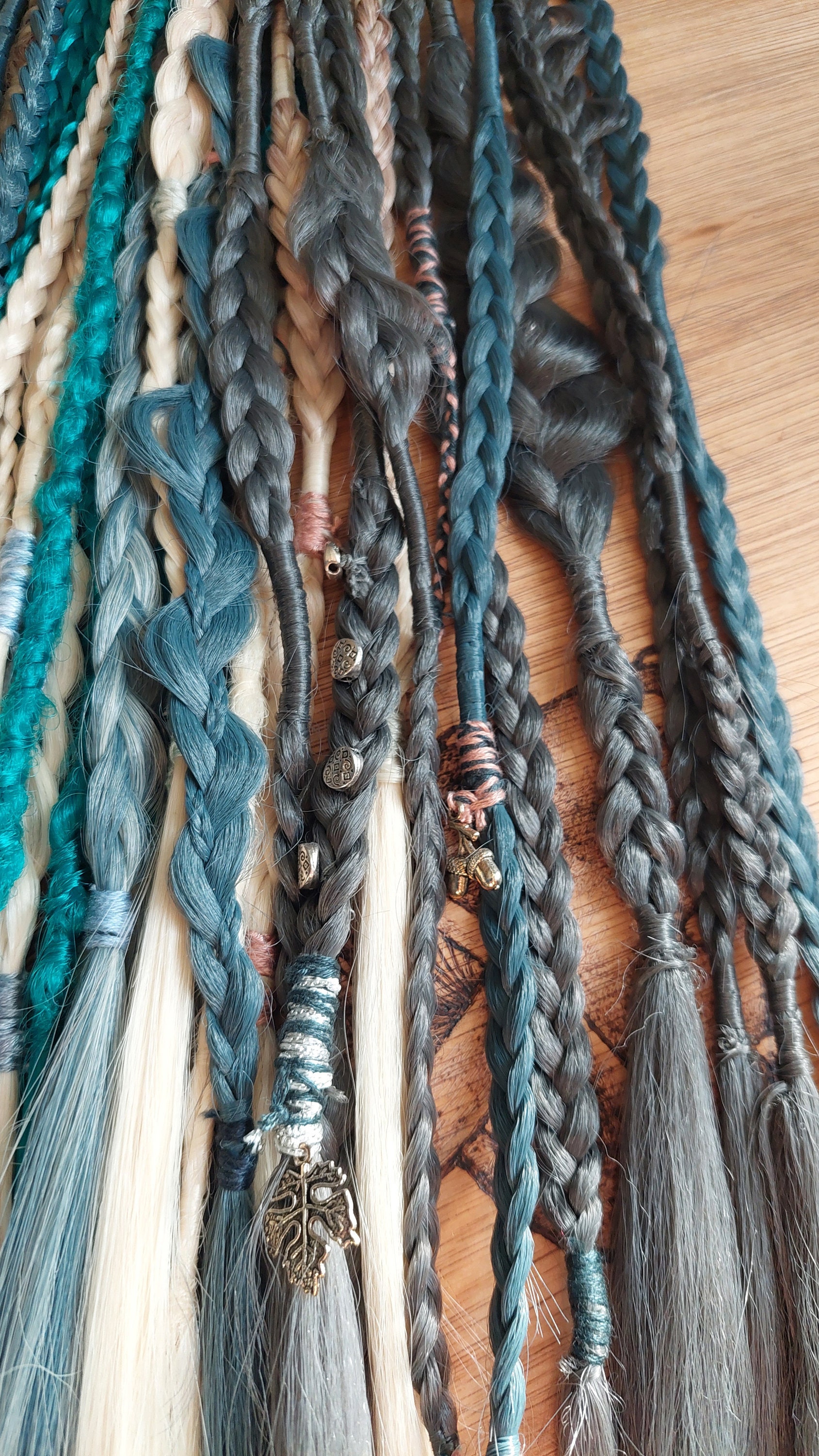 Forest Viking Braid/dreadlocks Set Teal Pewter-coffee/cream Ombre - Etsy