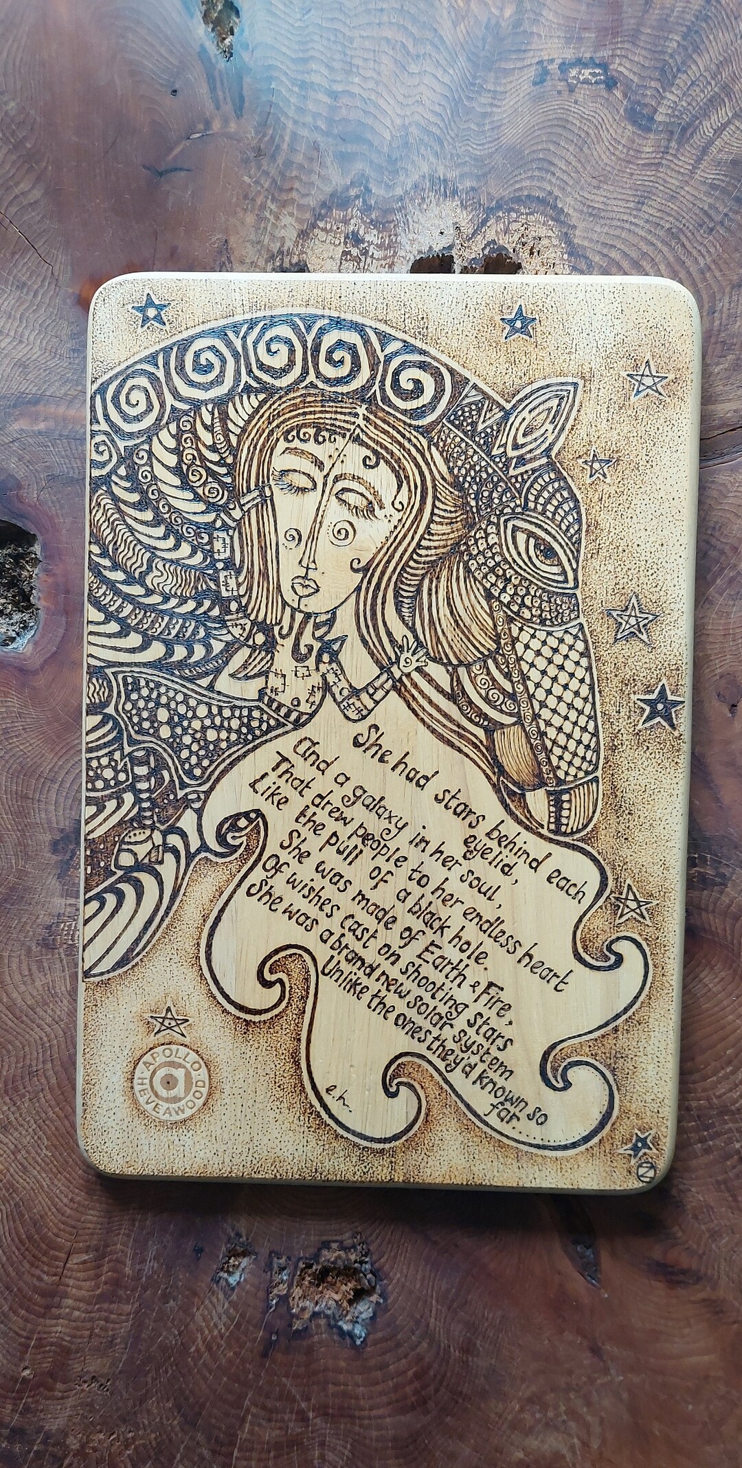 STARS PYRO BOARD - Wooden Pyrography Art Piece- Horse and Girl ...