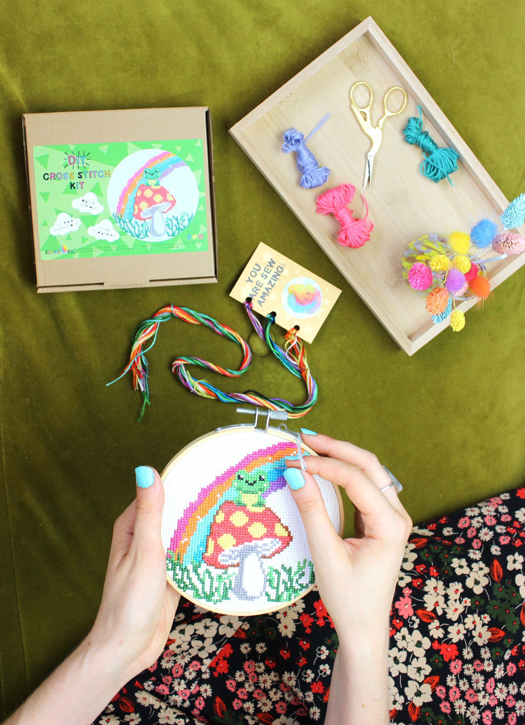 Frog on Toadstool Cross Stitch Kit Craft Kit | Etsy