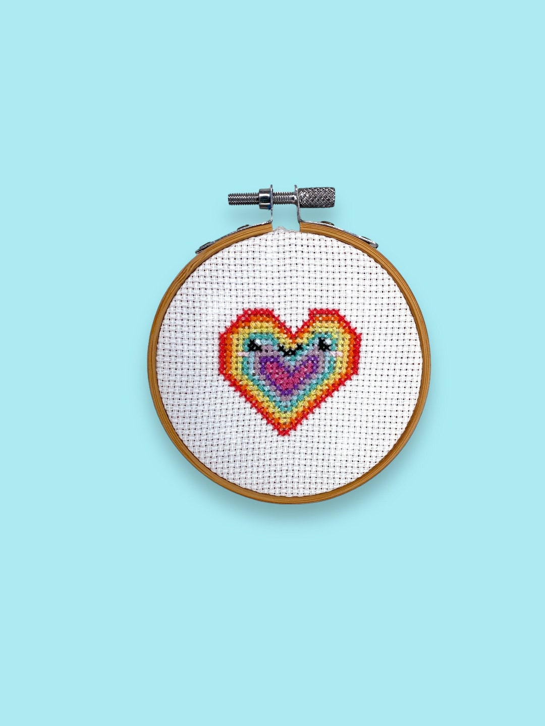 Heart Cross Stitch Kit, Mini Cross Stitch Kit, Rainbow Heart Crafting ...