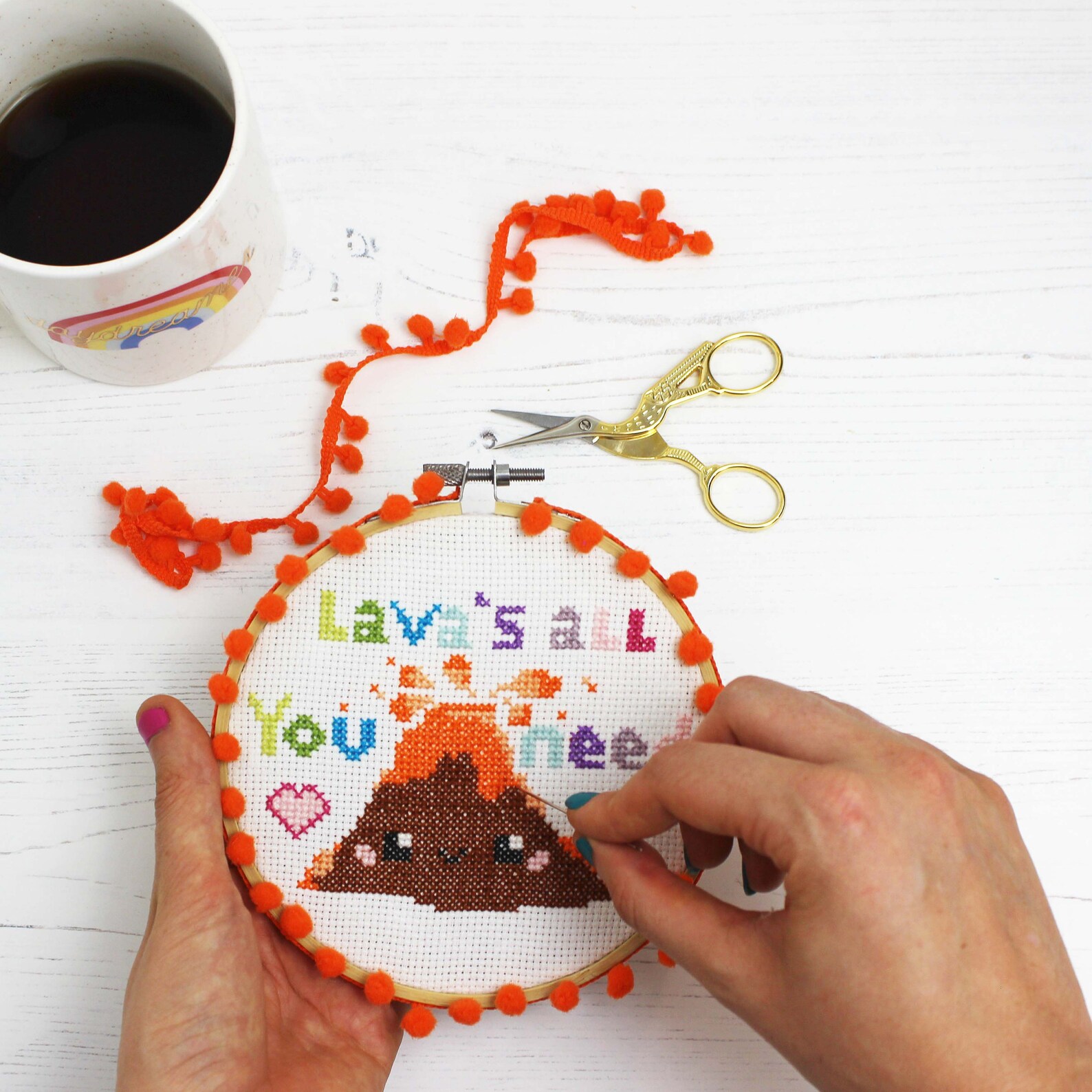 Volcano Cross Stitch Kit Craft Kit - Etsy