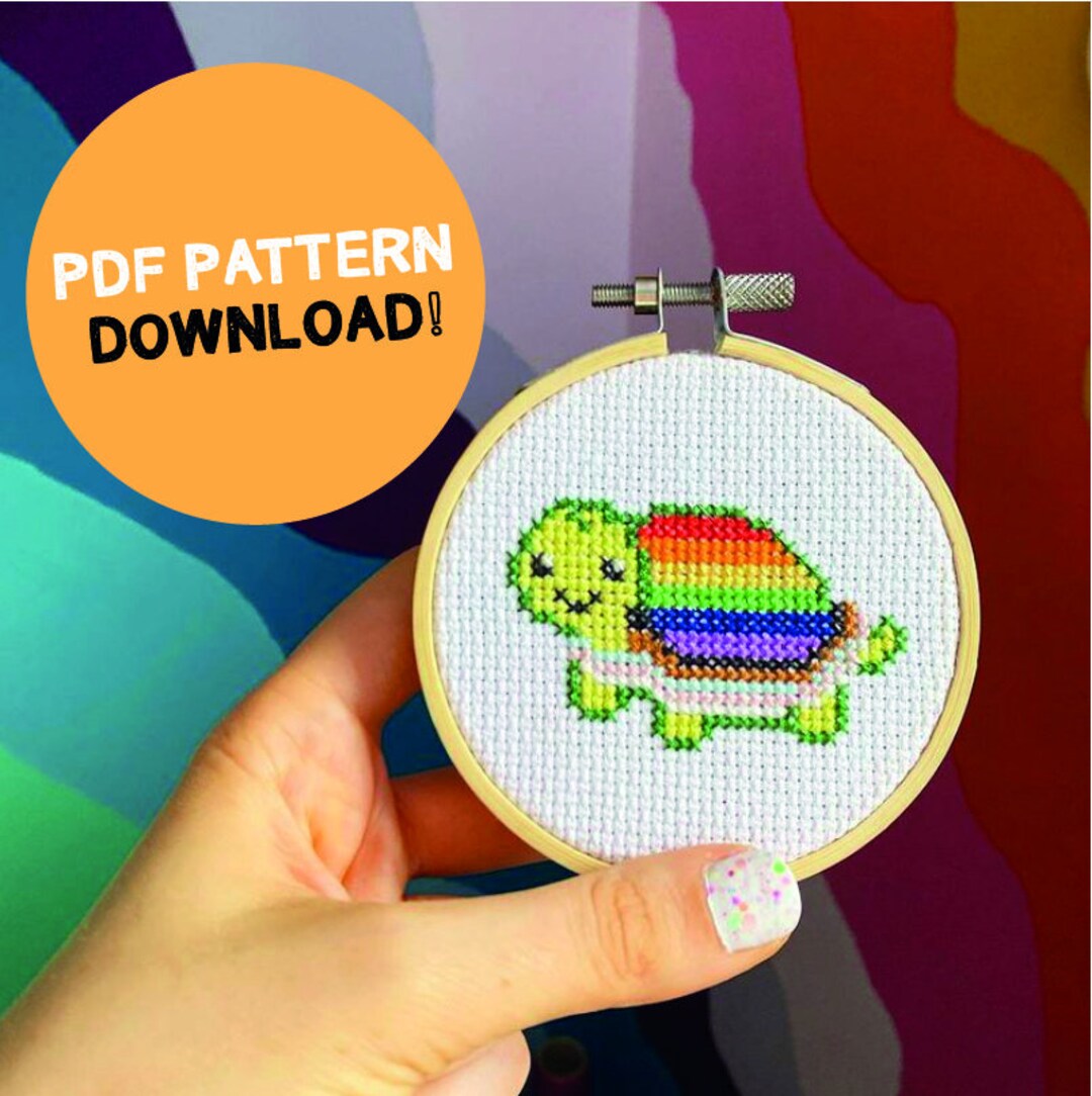 Tortoise of Pride Mini Cross Stitch Downloadable PDF Pattern How To ...