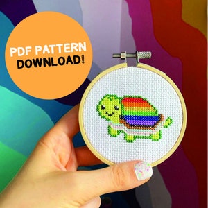 Tortoise of Pride Mini Cross Stitch Downloadable PDF Pattern How To ...