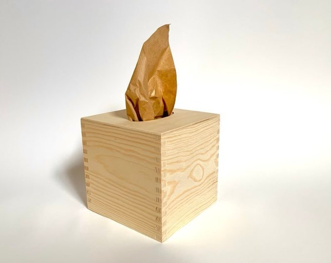 Wooden Tissue Box, Unfinished Unpainted Plain Wood Box, Natural, Cube ...