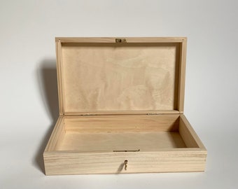 Wooden Chest With Key Unfinished Wooden Treasure Box With - Etsy