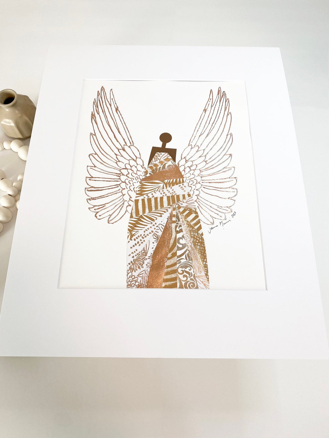 Original Metallic Rose Gold Angel, Black Religious Art, African ...