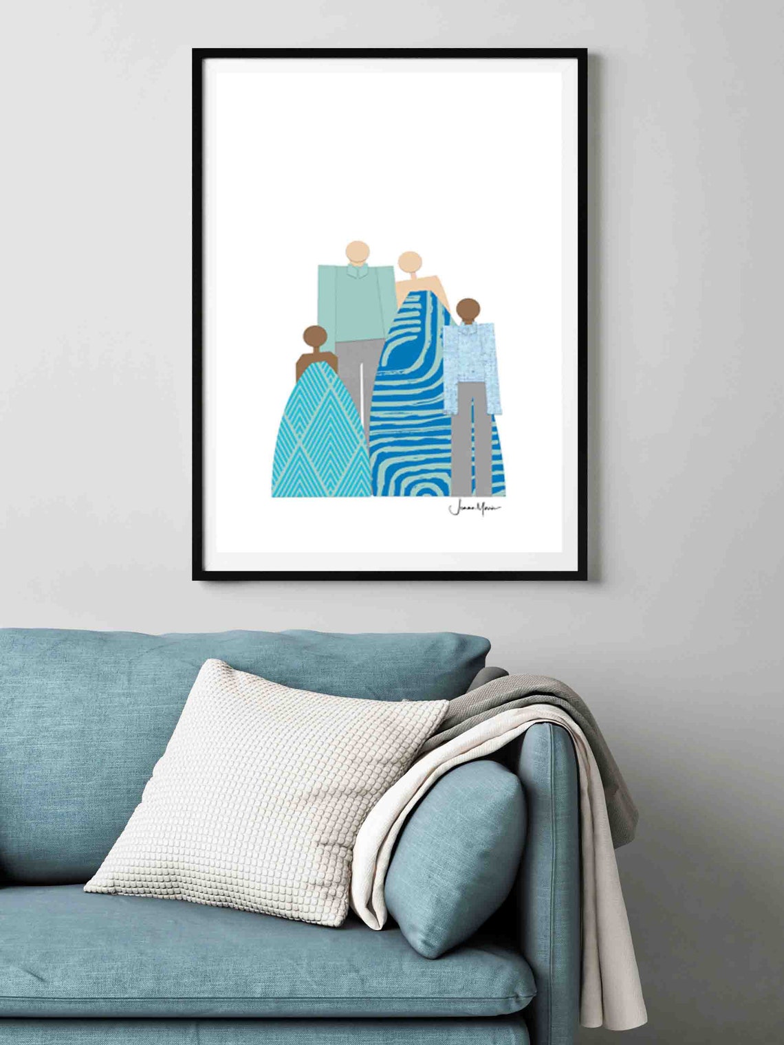 Printable Wall Art, Biracial Family, Diverse Family Portrait, Family ...