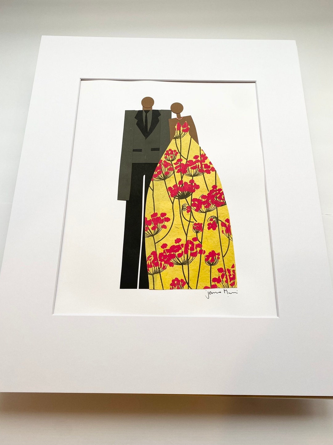 Original Paper Art, Couple Portrait, Couples Portrait, Sentimental Gift ...