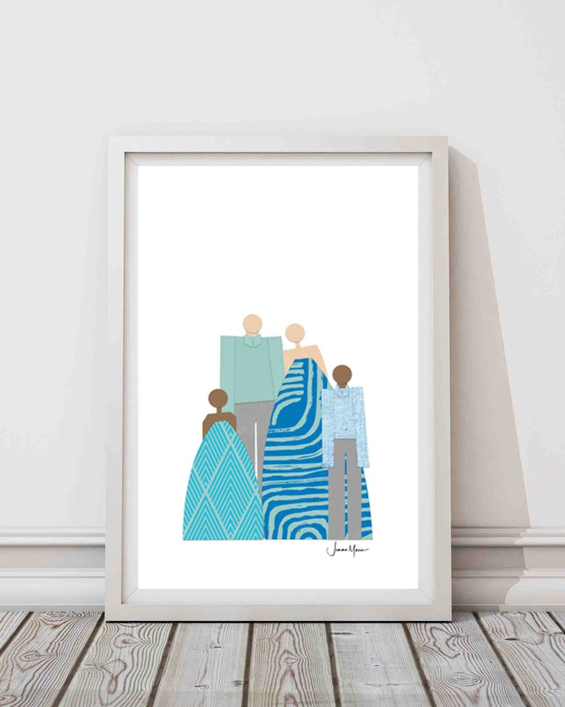 Printable Wall Art, Biracial Family, Diverse Family Portrait, Family ...
