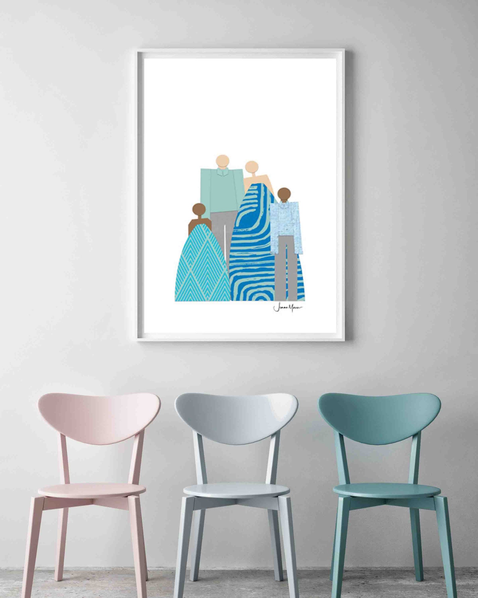 Printable Wall Art, Biracial Family, Diverse Family Portrait, Family ...
