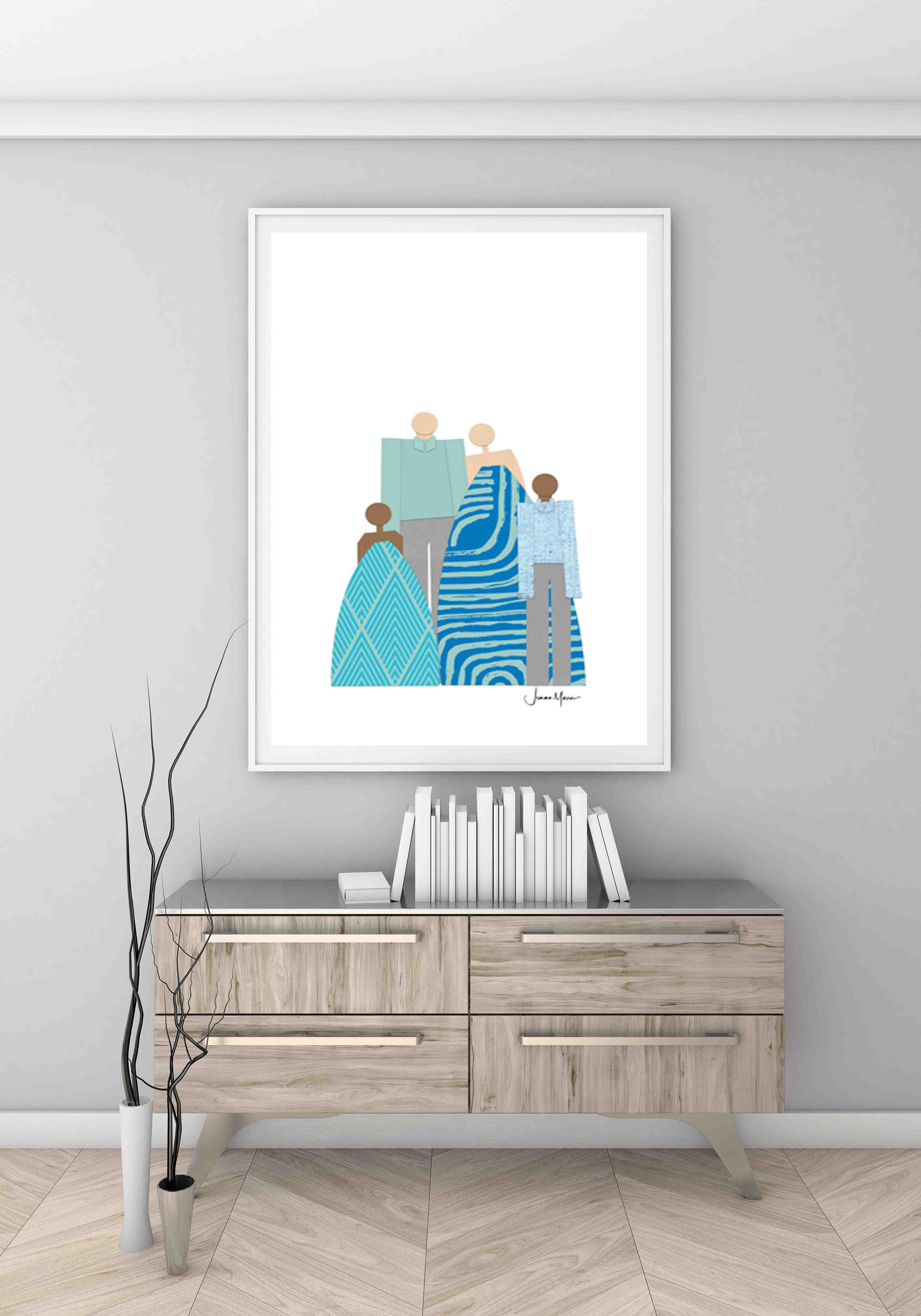 Printable Wall Art, Biracial Family, Diverse Family Portrait, Family ...
