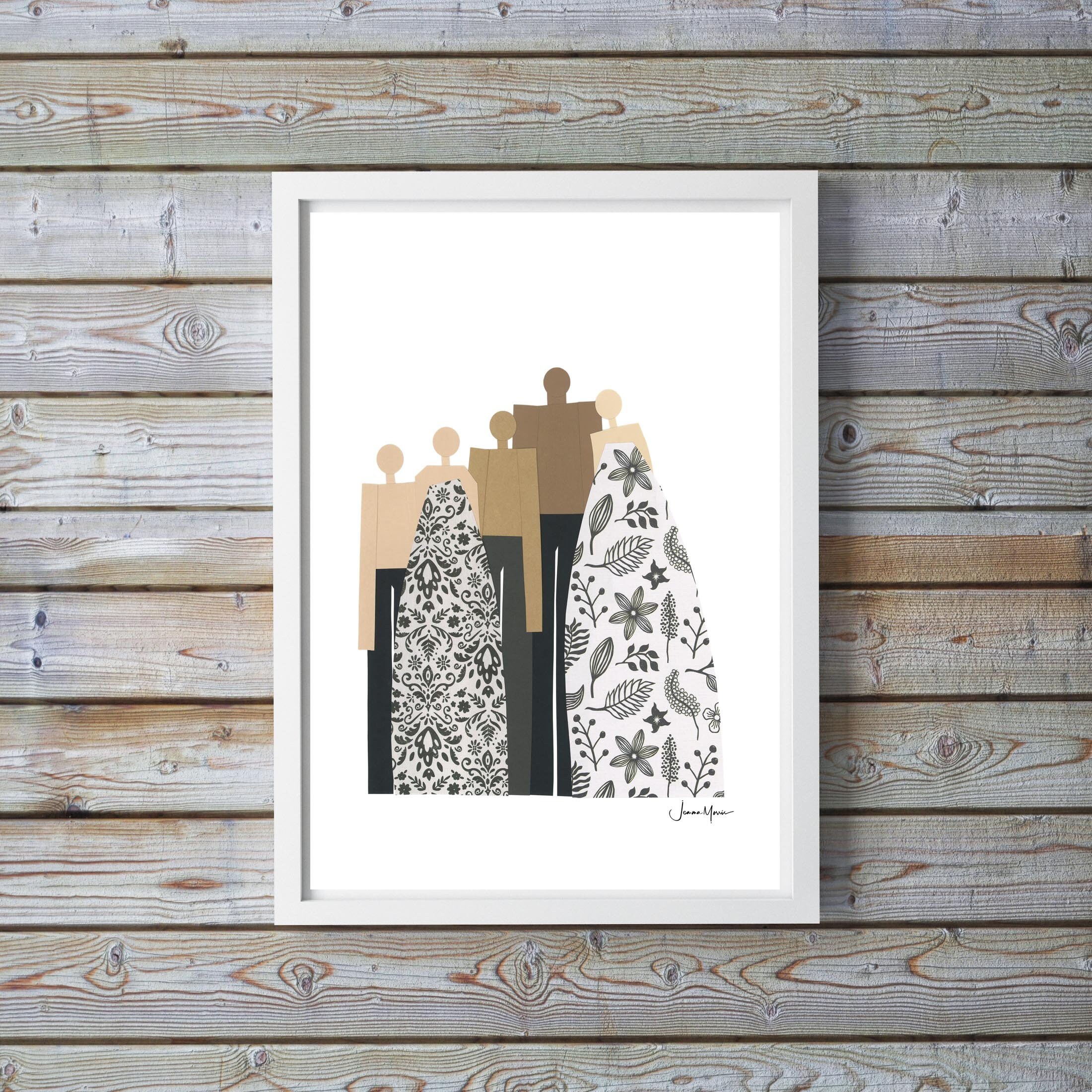 Multiracial Family, Biracial Family Portrait, Minimalist Art ...