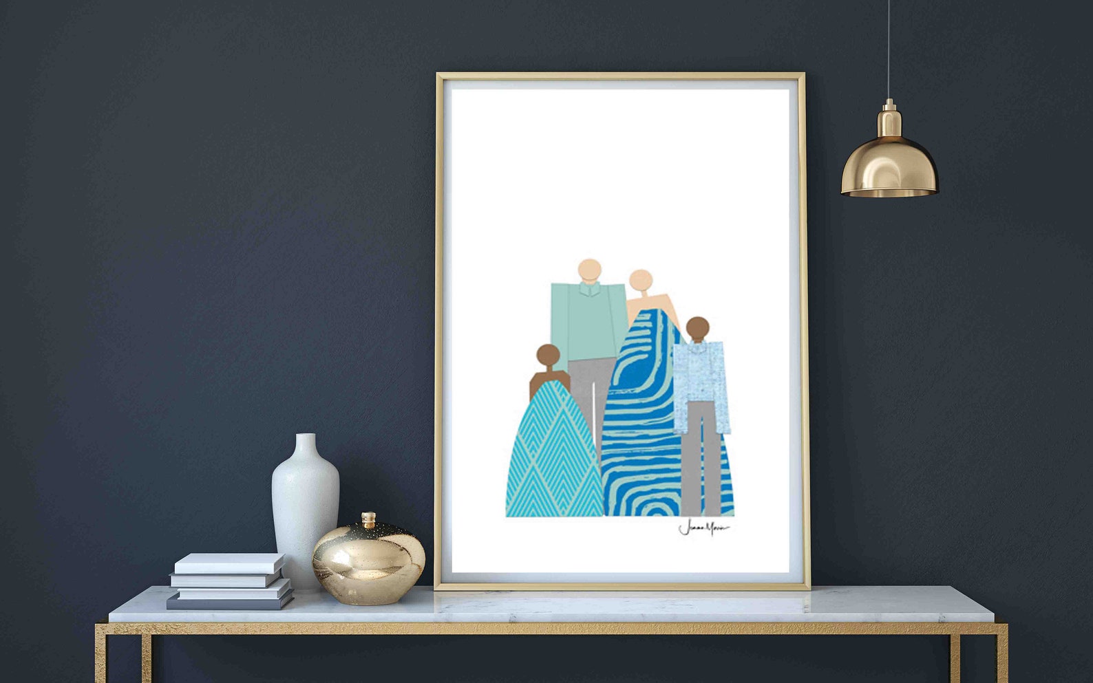 Printable Wall Art, Biracial Family, Diverse Family Portrait, Family ...