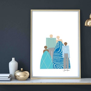 Printable Wall Art, Biracial Family, Diverse Family Portrait, Family ...