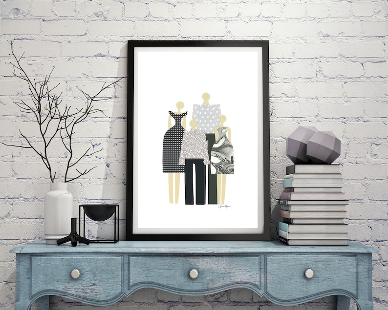 Printable Family Portrait Family Art Portrait Minimalist | Etsy