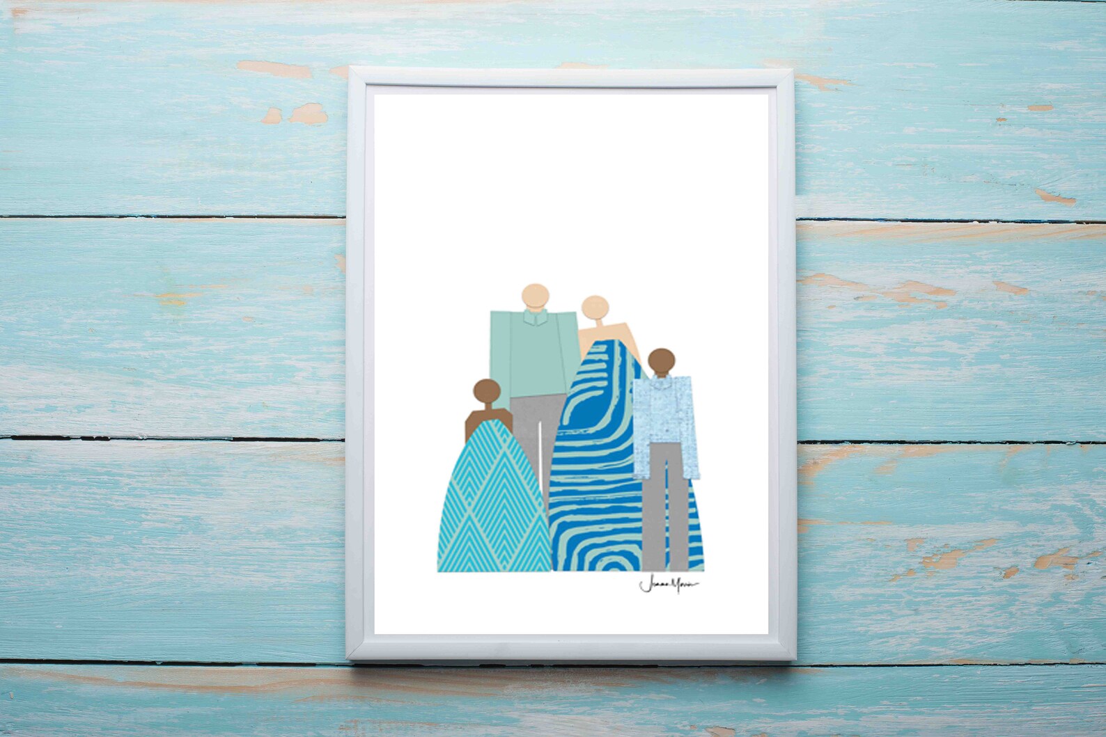 Printable Wall Art, Biracial Family, Diverse Family Portrait, Family ...