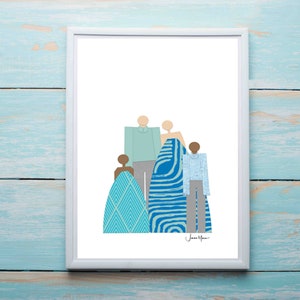 Printable Wall Art, Biracial Family, Diverse Family Portrait, Family ...