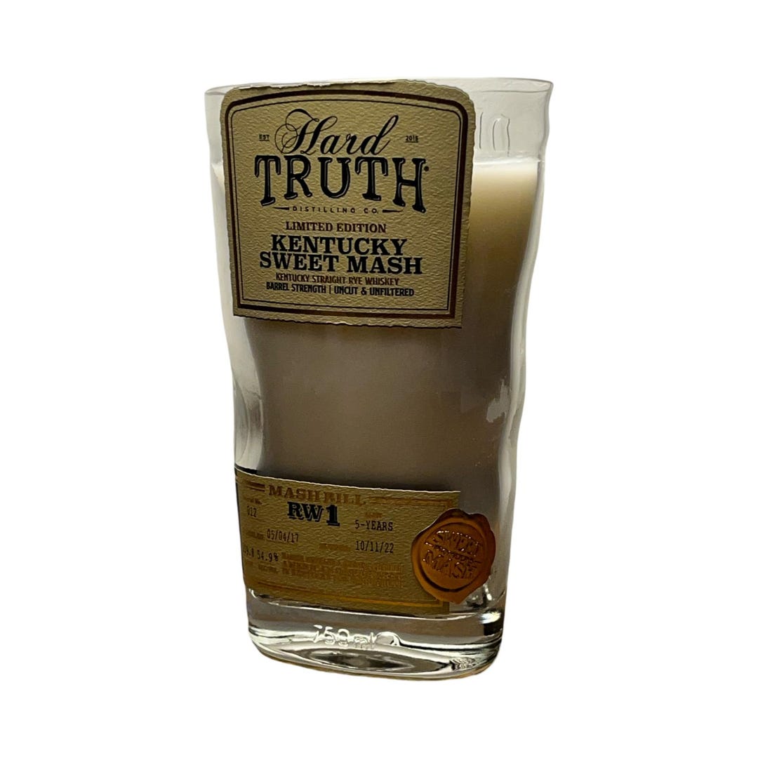Craft Whiskey Bottle Candle Hard Truth Kentucky Sweet Mash Soy-coconut ...