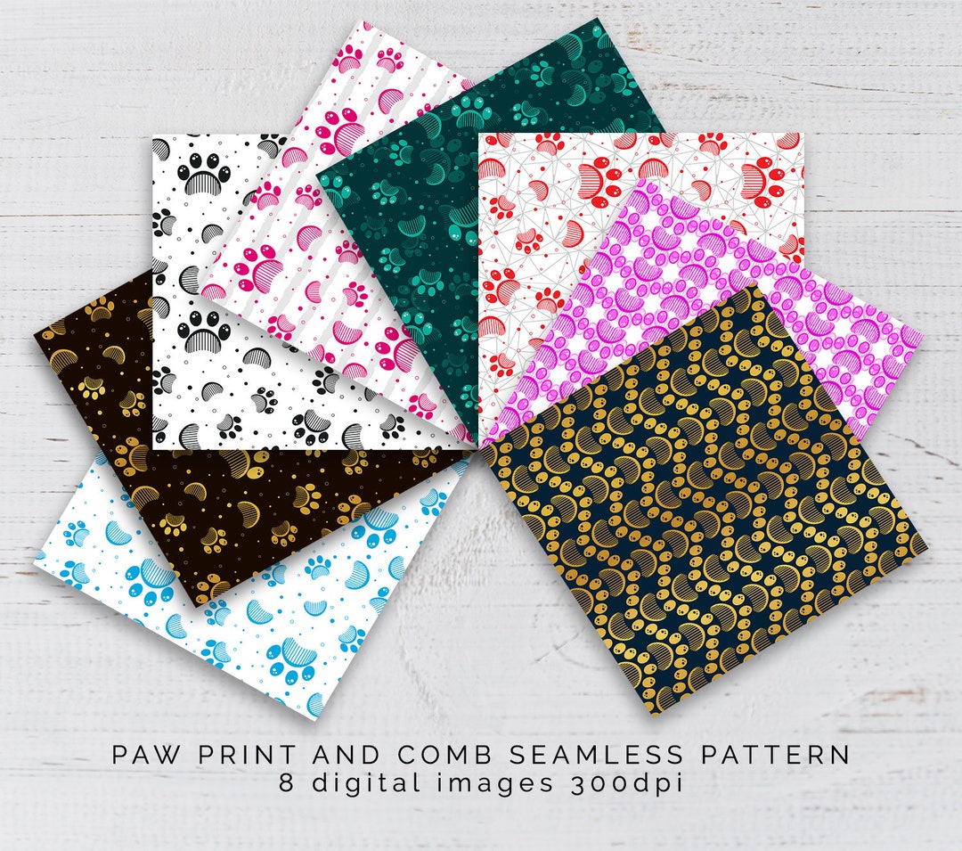 Paw Print Seamless Pattern Backgrounds | Paw Print Digital Paper | Paw ...