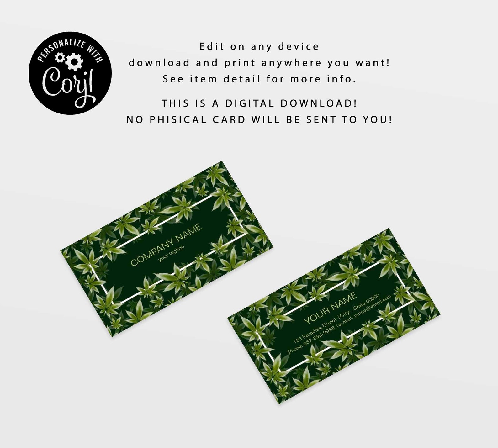 Marijuana Business Card Marijuana Logo Cannabis Business Card Cannabis ...