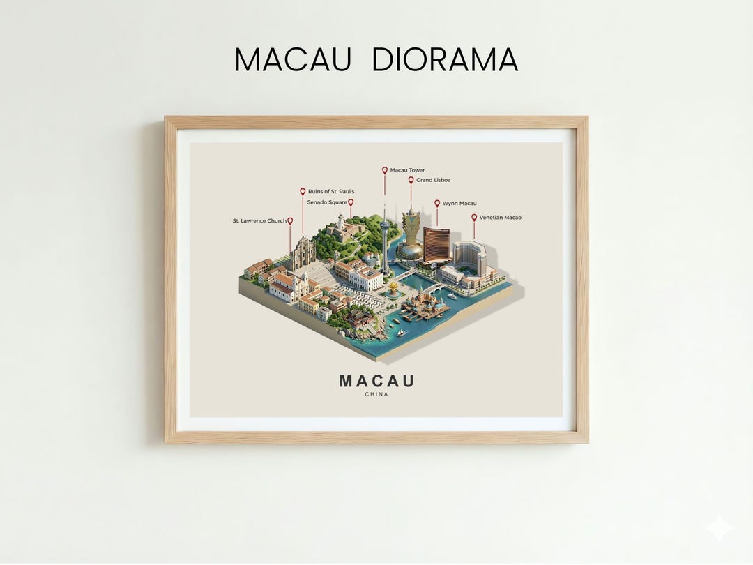 Macau Wall Art | 3D China Map Print | Ruins of St. Paul's, Vegas of ...