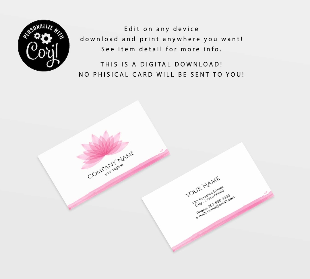 Watercolor Lotus Flower Business Card | Lotus Flower Logo | Lotus ...