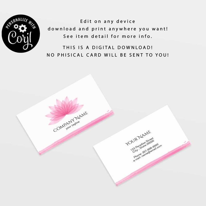 Lotus Business Card Template - Etsy