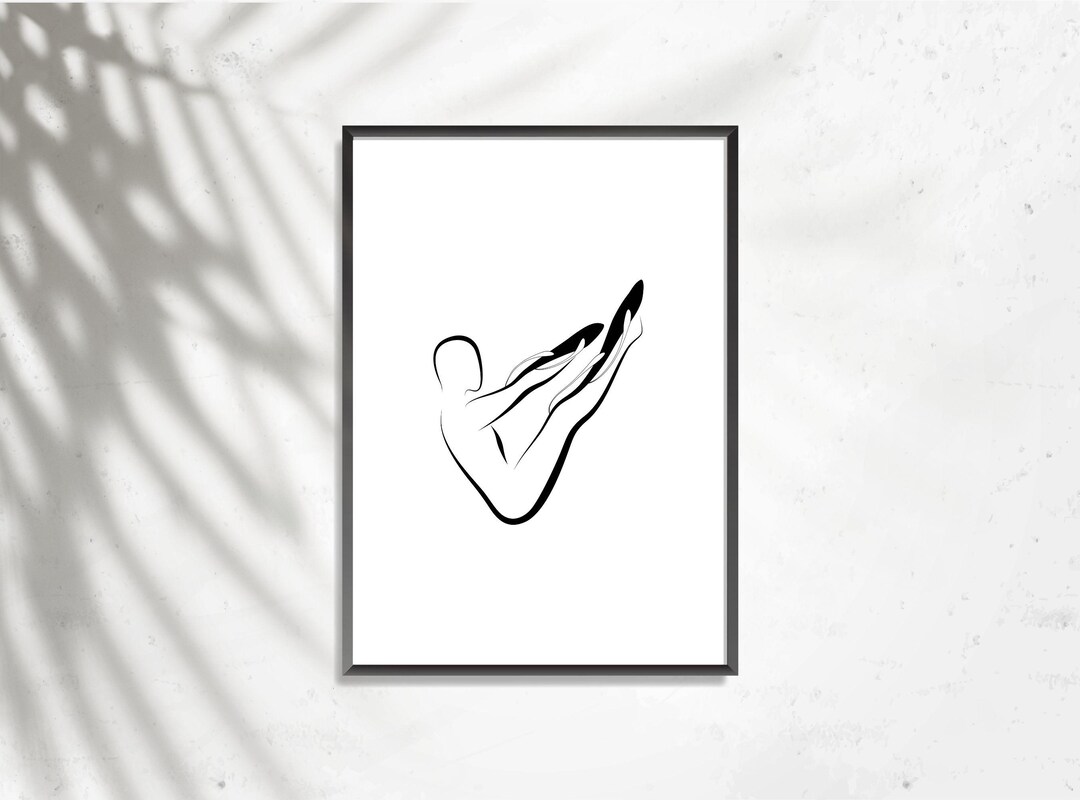 Abstract Pilates Body Line Art, Teaser Pose, Modern Minimalist Wall ...