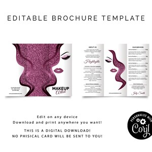Makeup Artist Brochure With Glitter Effect | Lashes Brochure | Beauty ...