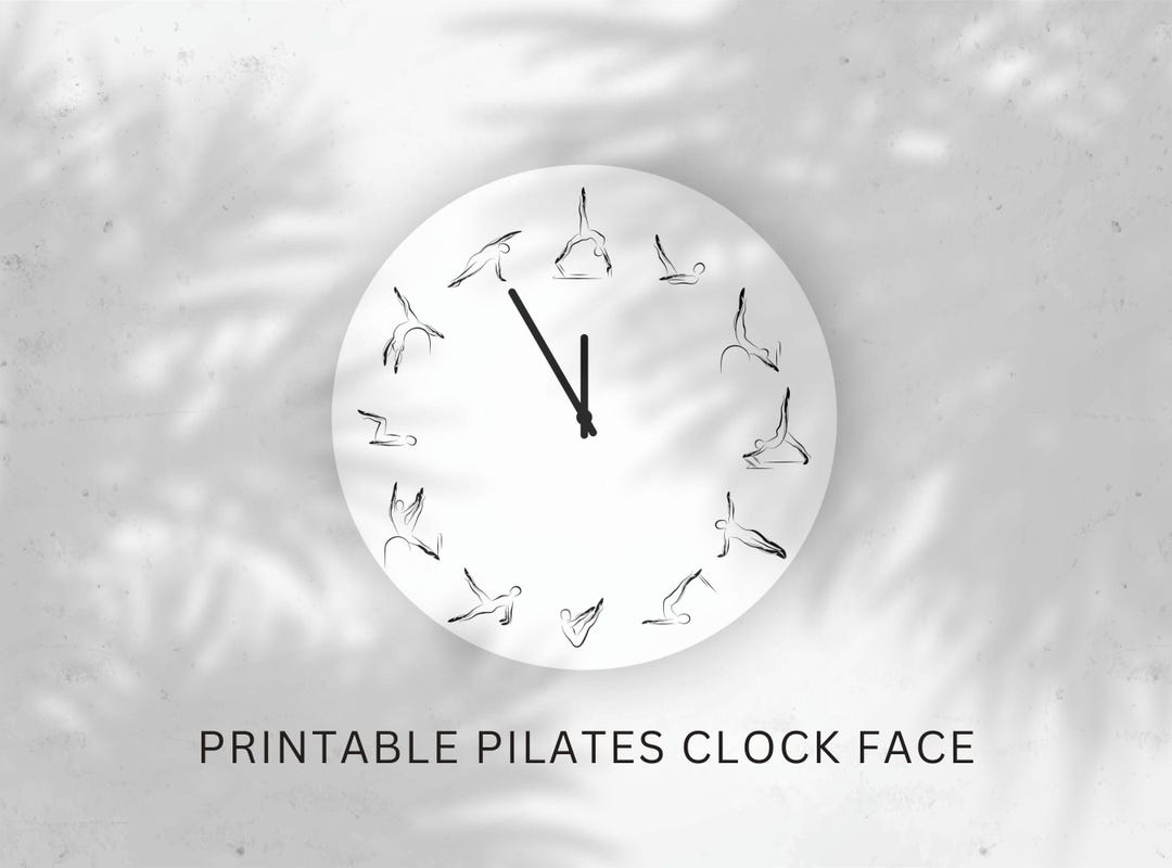 Pilates Poses Clock Face Printable: Funny Fitness Art (digital Download ...