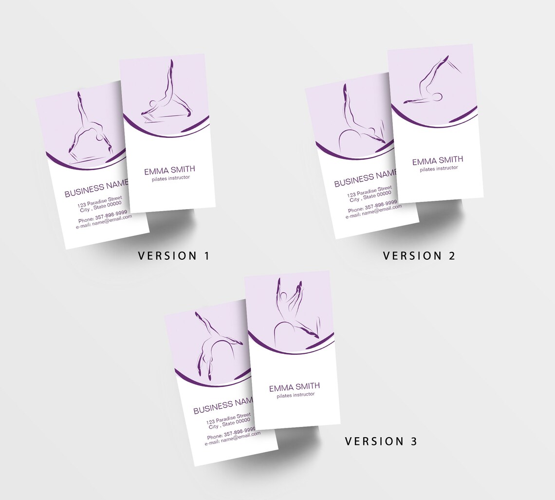 Pilates business card with two abstract poses Pilates logo | Etsy