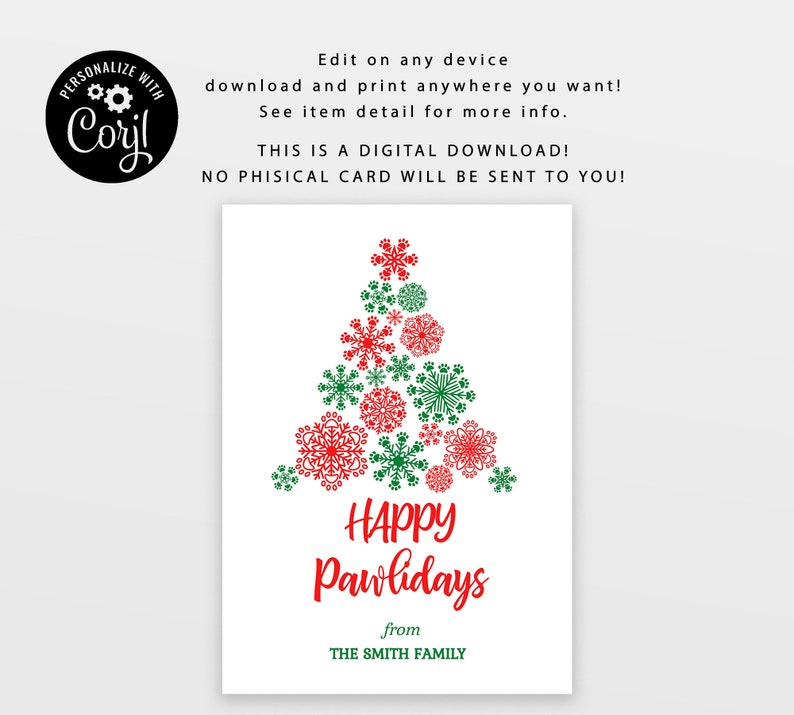 Editable Christmas Card Template Editable Christmas Card - Etsy
