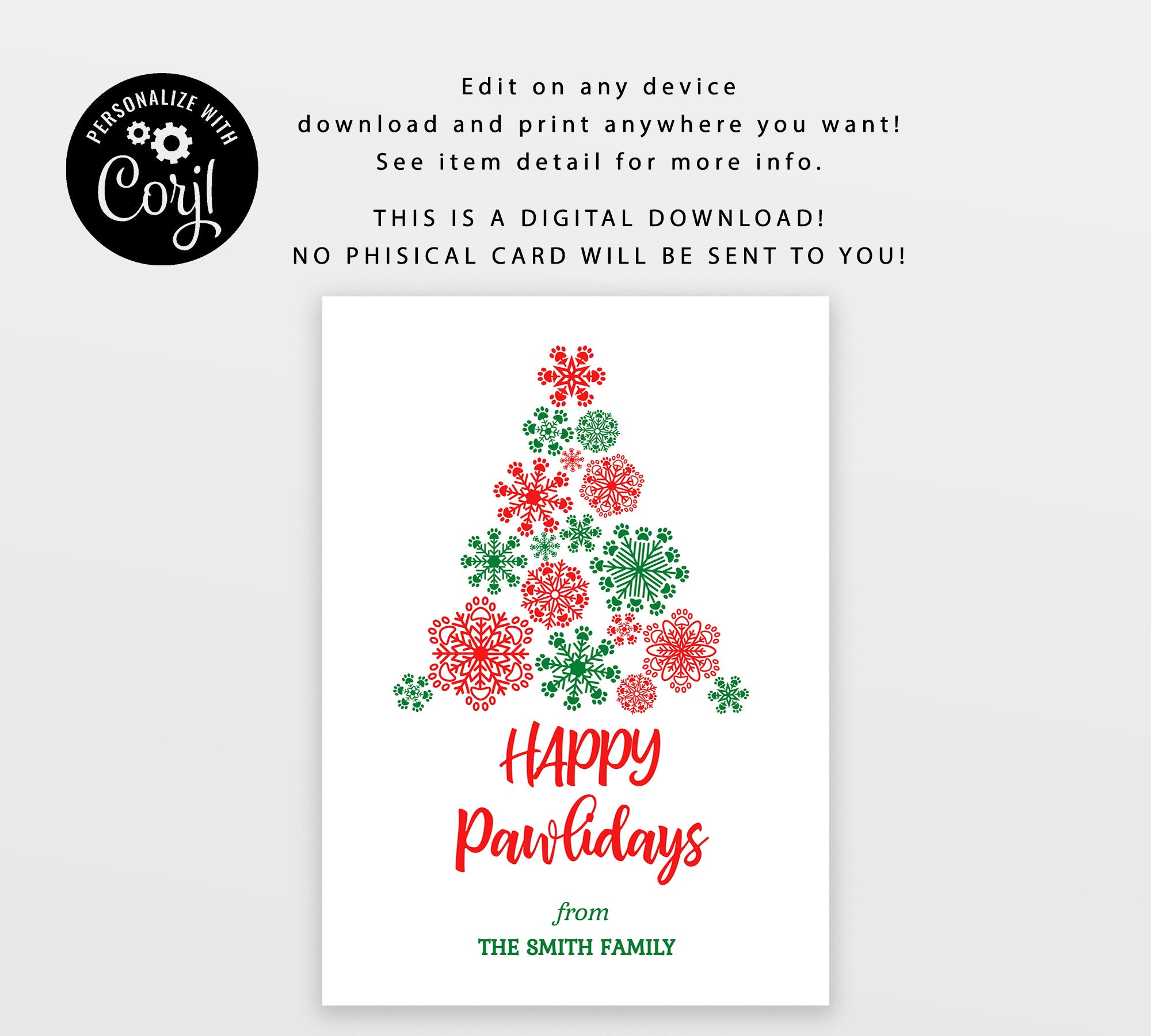 Editable Christmas Card Template Editable Christmas Card - Etsy