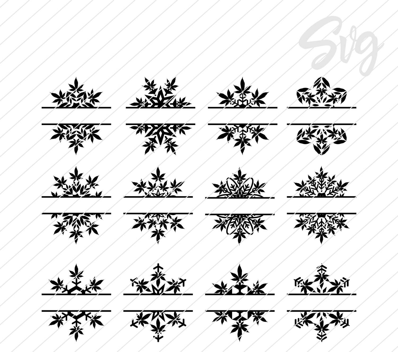 Cannabis Snowflakes With Split Frames Svg and Png File | Marijuana ...