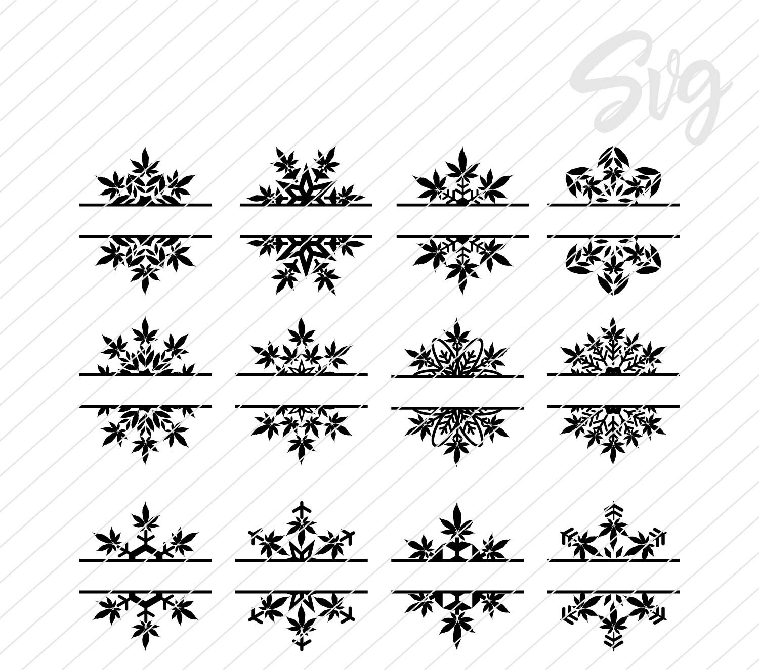 Cannabis Snowflakes With Split Frames Svg and Png File Marijuana ...