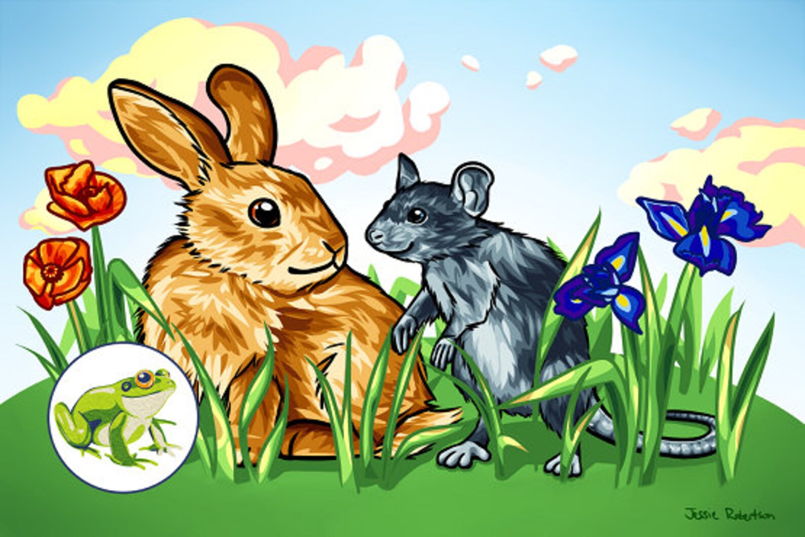 Rabbit and Rat Sitting Together Digital Print | Etsy