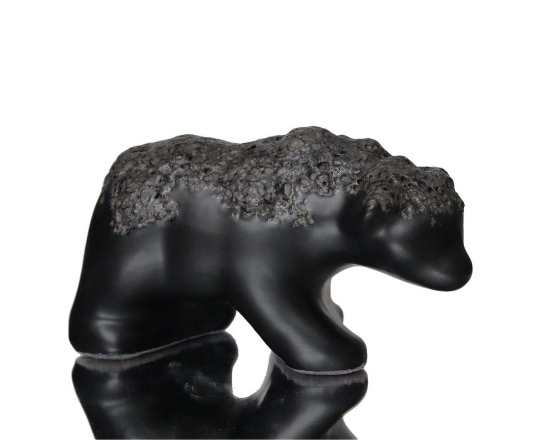Ceramic Bear Figurine in Back With Lava Glaze - OTTO KERAMIK - Etsy