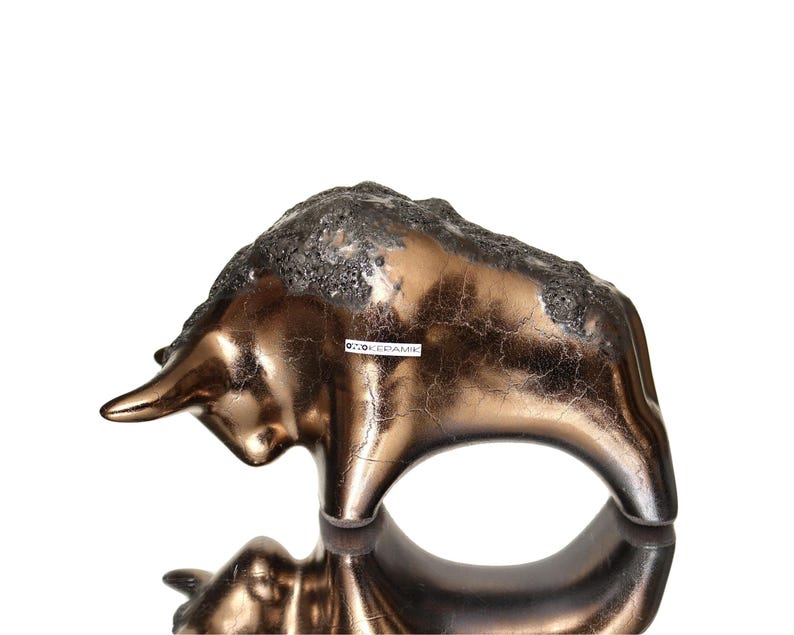 Ceramic Bull Figurine in Bronze With Lava Glaze - OTTO KERAMIK - Etsy