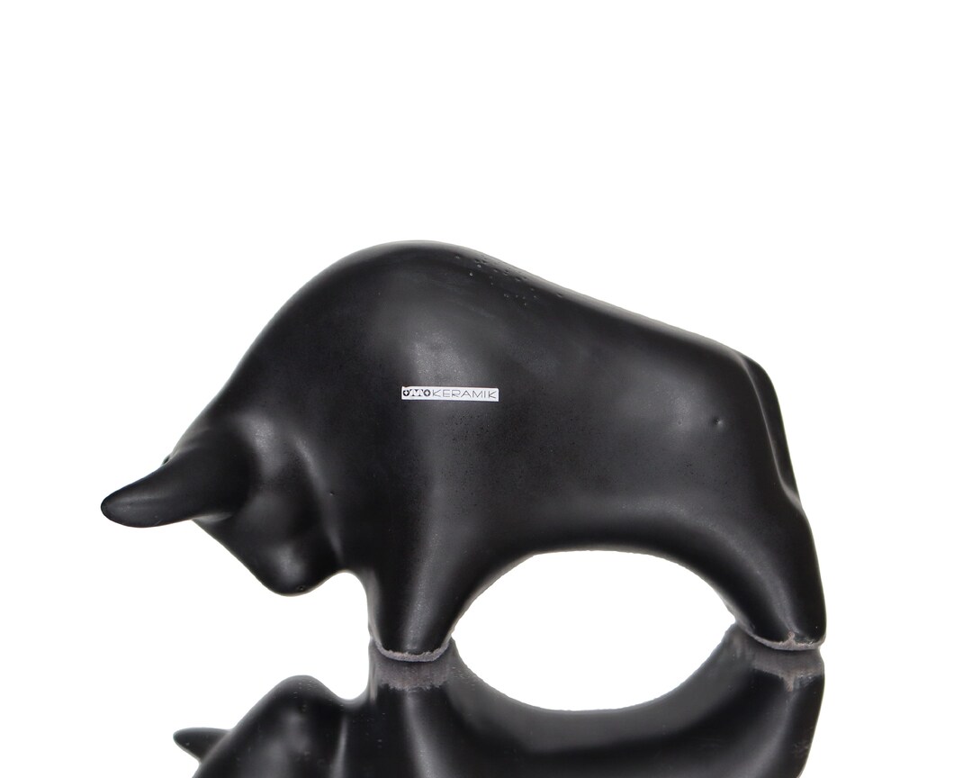 Ceramic Bull Figurine in Matte Black Retro Design OTTO - Etsy