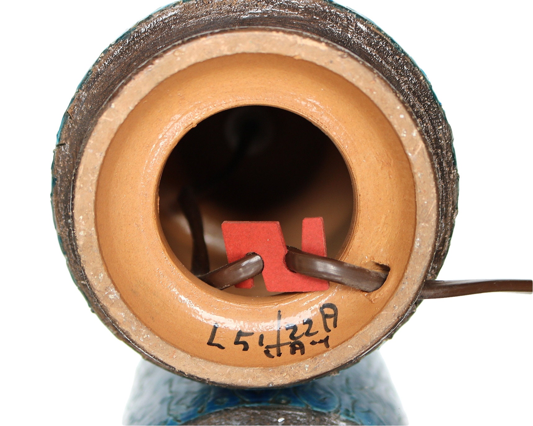 BITOSSI Ceramic Table Lamp Base in Blue & Brown Italy - Etsy