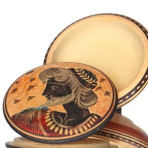 Museum Replica - Ancient Greek Ceramic Lidded Bowl, Hand Painted - Faux ...