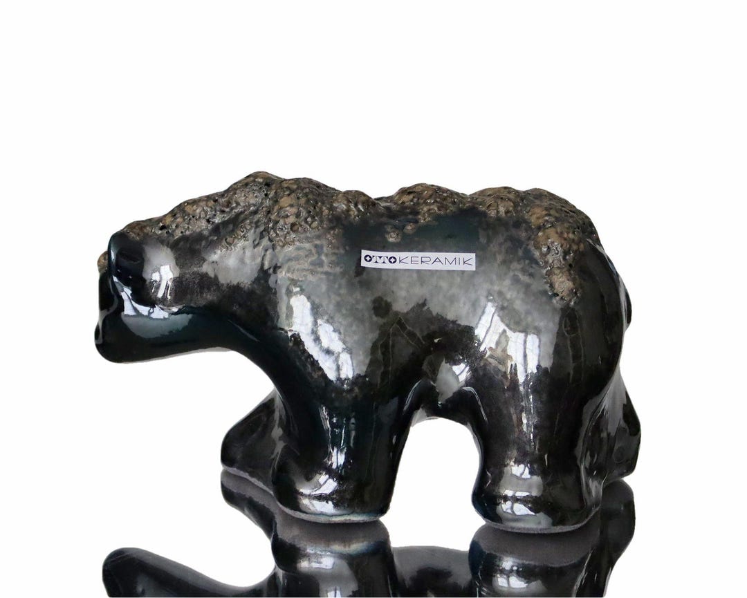 Ceramic Bear Figurine in Teal With Lava Glaze - OTTO KERAMIK - Etsy