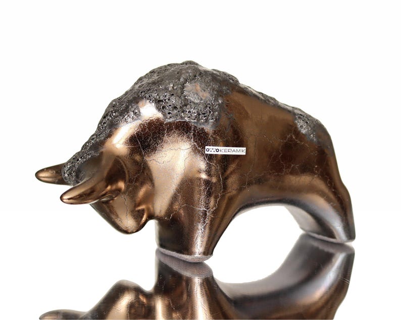 Ceramic Bull Figurine in Bronze With Lava Glaze - OTTO KERAMIK - Etsy