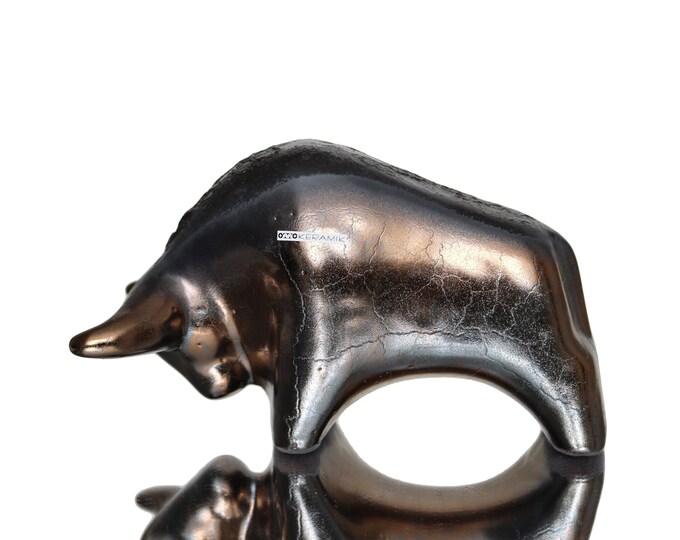 Ceramic Bull Figurine in Bronze With Lava Glaze - OTTO KERAMIK ...