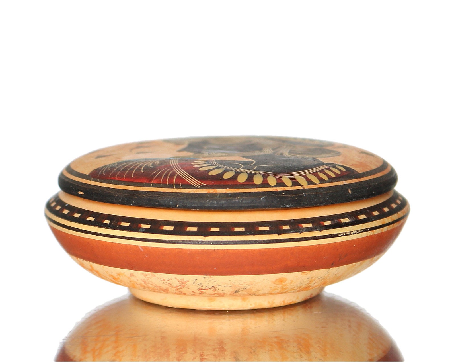 Museum Replica - Ancient Greek Ceramic Lidded Bowl, Hand Painted - Faux ...